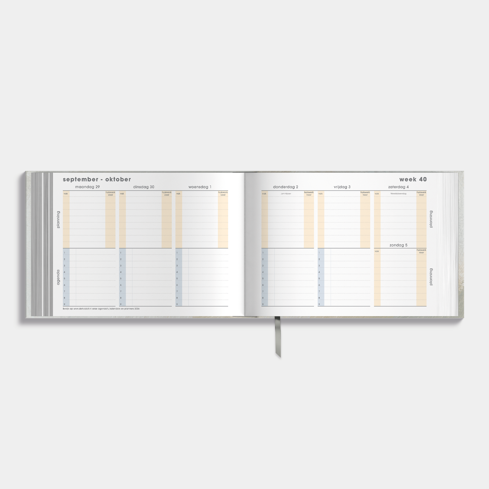 De Hobbit Studieplanner 2025-2026 A5+ Verfstructuur – Uitgeverij De Hobbit®