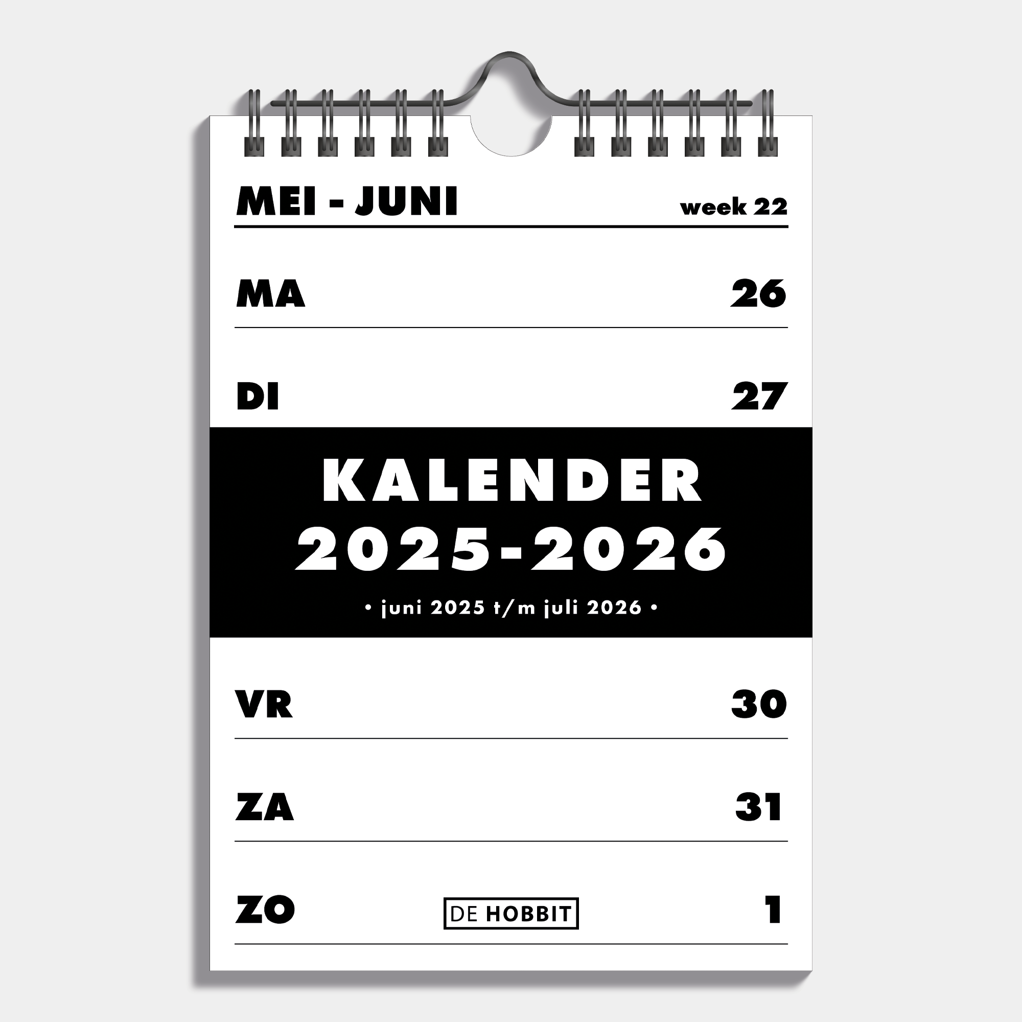 De Hobbit Weekkalender Schooljaar 2025-2026 A5 Basic